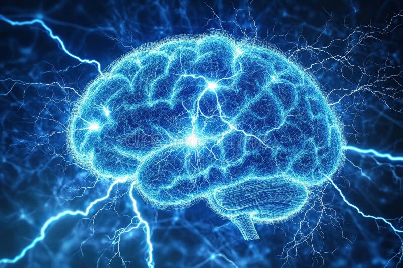 Human Brain Activity and Electrical Impulses Stock Illustration ...