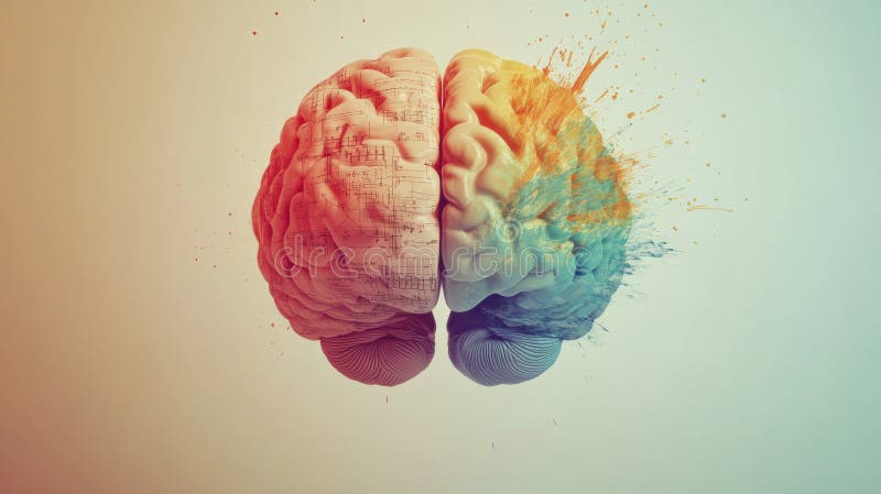Visual Representation of a Human Brain with One Half Filled with ...