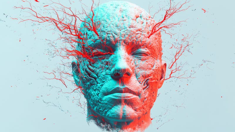 Visual Representation of a Human Face with Complex Blood Vessels Stock ...