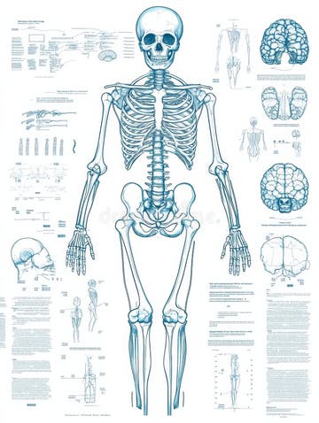 Detailed Human Skeleton Anatomy Chart Showcasing Bone Structure and ...