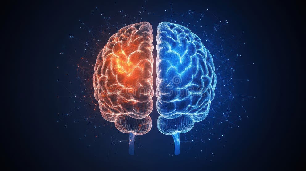 Conceptual Representation of the Human Brain Divided into Two Halves ...