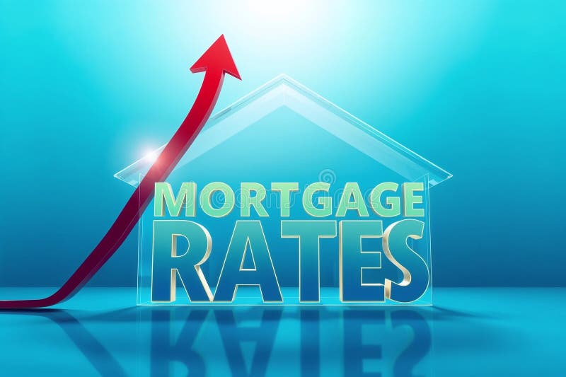 An Upward Arrow Indicates Rising Mortgage Rates Against a Stylized ...