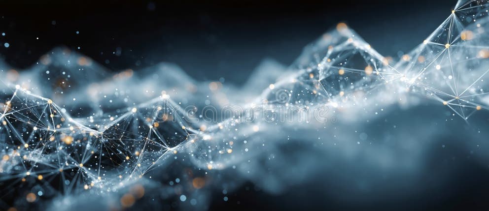 Visual Representation of Interconnected Data Points and Waves in Digital Space Stock Photo ...