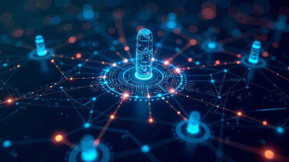 Visual Representation of Interconnected Digital Nodes in a Network ...