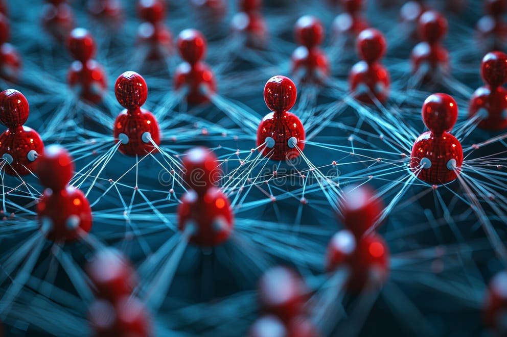 A Visual Representation of Interconnected Human Icons in Red and Gray ...