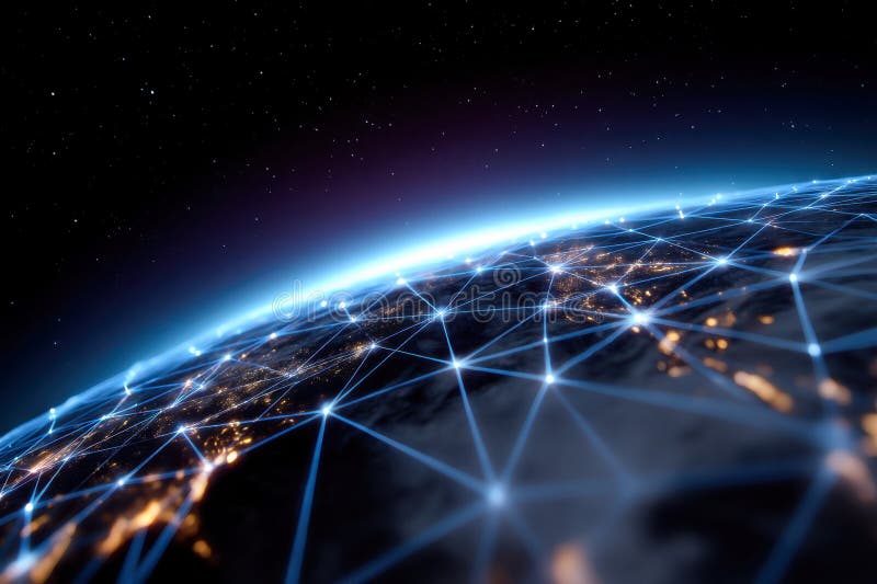 Visual Representation of Interconnected Networks Surrounding Earth at ...