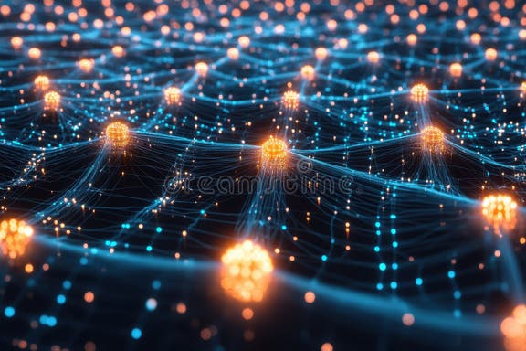 Visual Representation of Interconnected Nodes in a Digital Network at ...