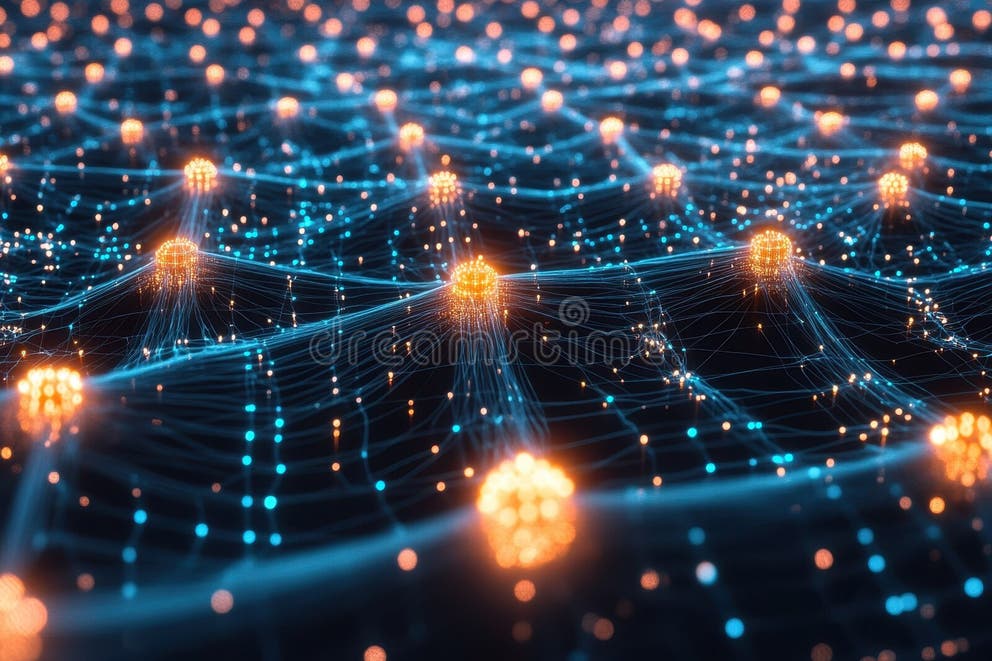 Visual Representation of Interconnected Nodes in a Digital Network at ...