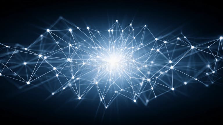 Visual Representation of Interconnected Nodes Illuminating Against a ...