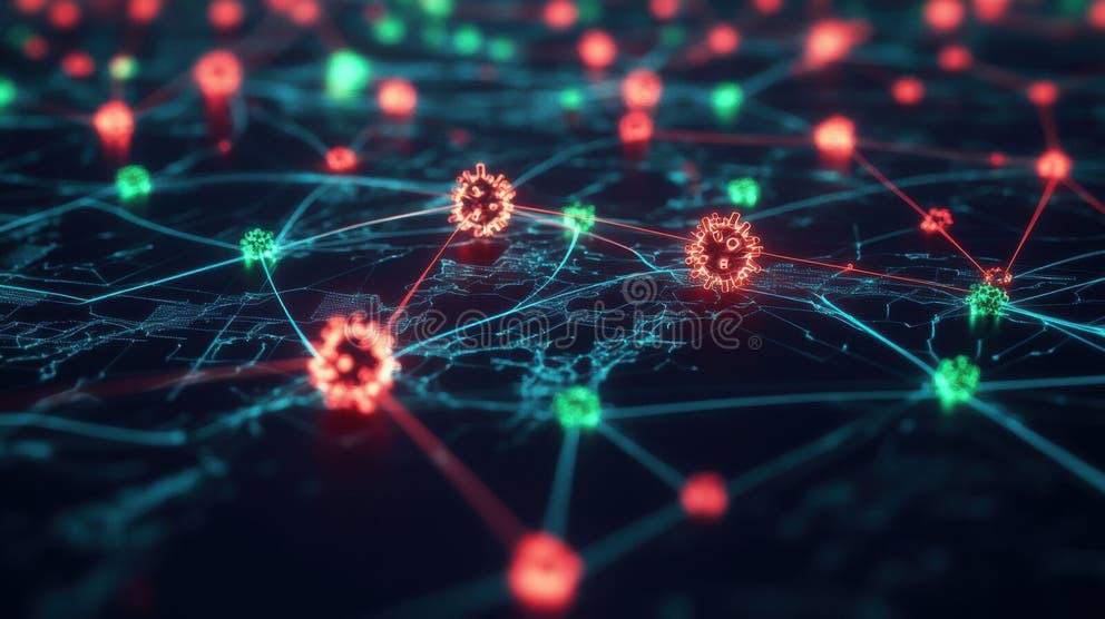 Visual Representation of Interconnected Viruses and Cells Illustrating ...