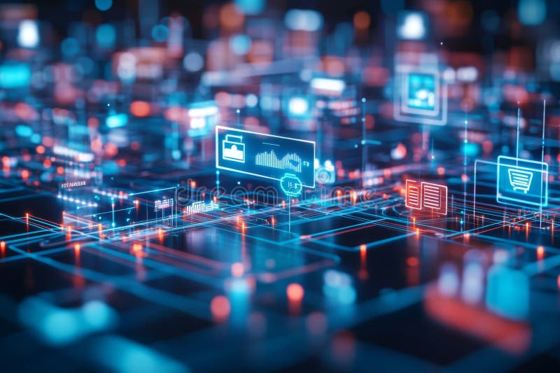 Interconnected Devices Forming Global Network Stock Illustration ...