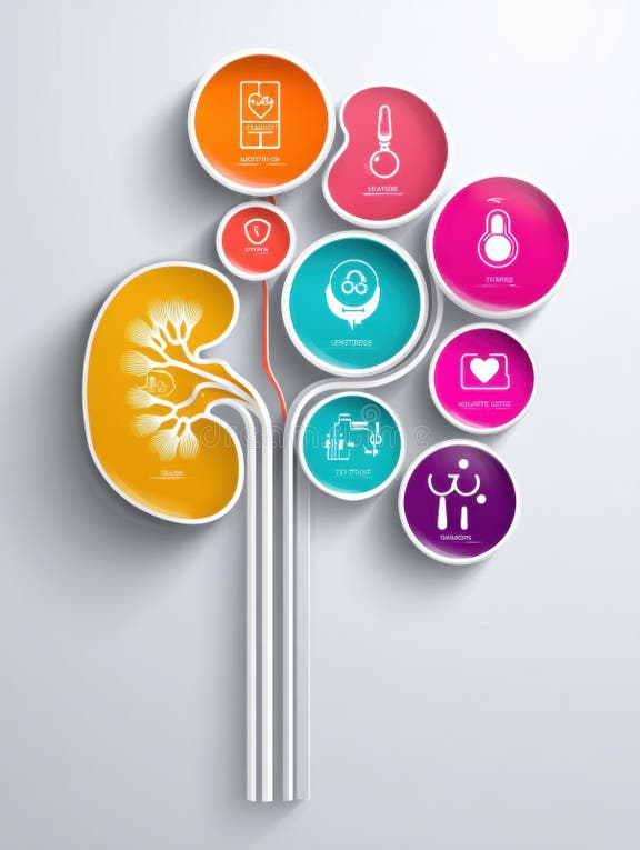 Infographic Highlighting Kidney Functions with Icons and Colorful ...