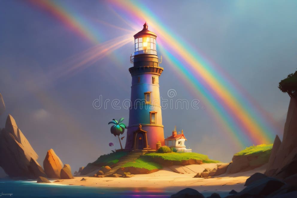 Visual Representation of a Lighthouse Projecting Rainbow Light ...