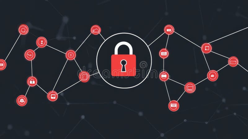 Visual Representation of Lock Icon Over Network Diagram Symbol Stock ...
