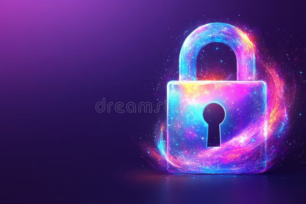 A Visual Representation of a Lock Symbol Covered with a Blue and Pink ...