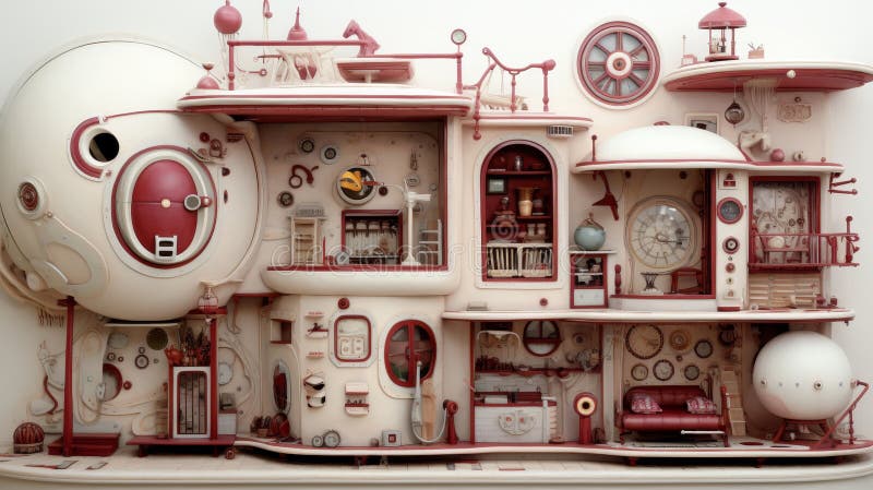 Visual Representation of a Machine Frame in Red and White with Border ...