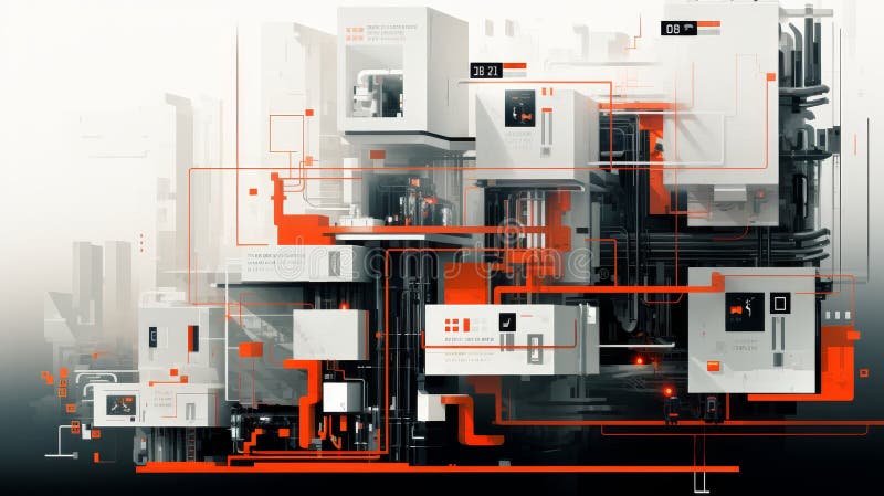 Visual Representation of a Machine Frame Using Red and White Colors ...