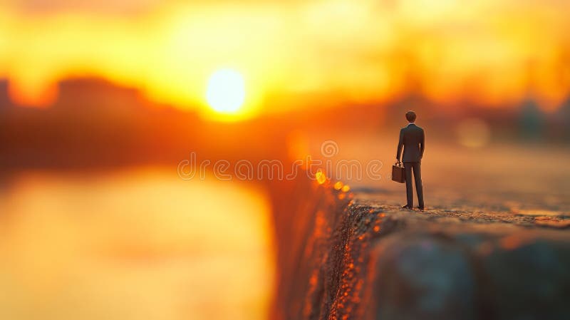 A Visual Representation of a Man Figure Facing the Horizon As the Sun ...