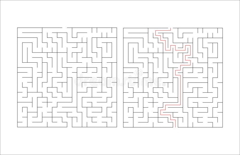 A Square Maze with a Solution Path on the Right Side Stock Vector ...