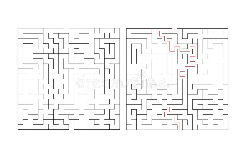 A Square Maze with a Solution Path on the Right Side Stock Vector ...