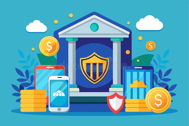 Visual Representation of Mobile Banking Security Featuring a Bank ...