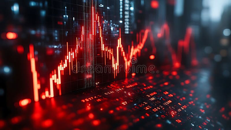 Visual Representation of Negative Growth in Financial Markets with Red ...
