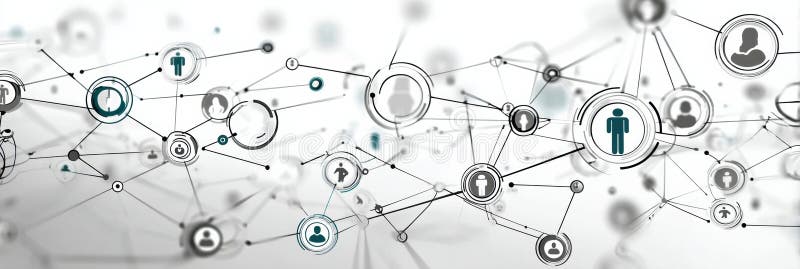 Network Grid Illustrating Connections between Digital Avatars and Users ...