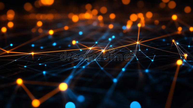 Visual Representation of a Network Structure with Blue and Orange ...