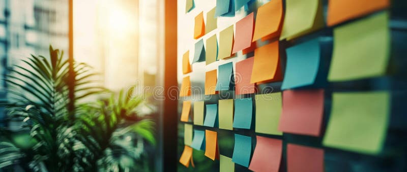 Visual Representation of Office Creativity with Colorful Sticky Notes ...