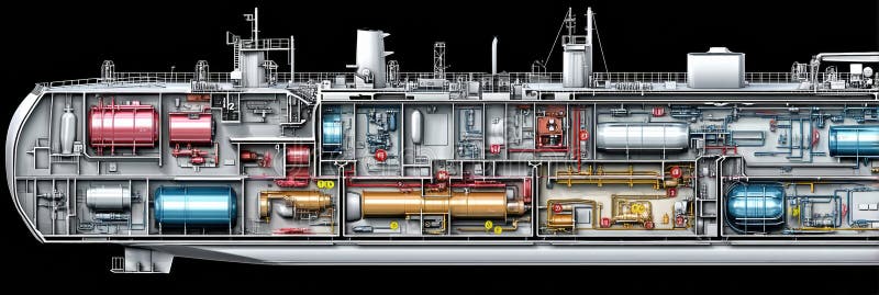 Cross-section of Oil Tanker Compartments Showcasing Internal Structure ...