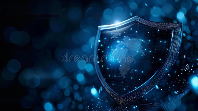 Visual Representation of Online Security Featuring a Shield with a ...
