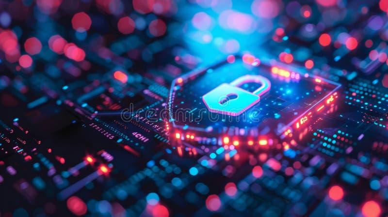 Visual Representation of Online Security with a Shield Symbol Over a ...