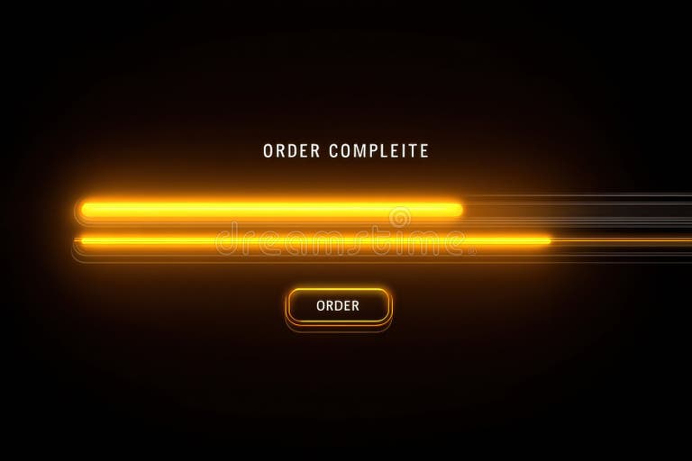 Visual Representation of an Order Complete Progress Bar with Glowing ...