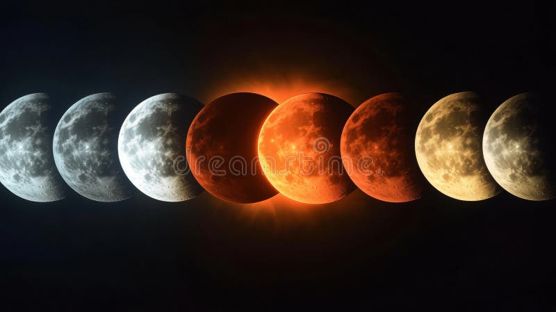 Visual Representation of a Partially Red Lunar Eclipse Stock ...
