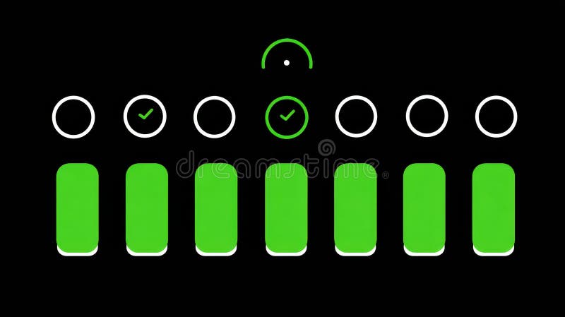 Visual Representation of a Progress Indicator with Green Ticks and ...