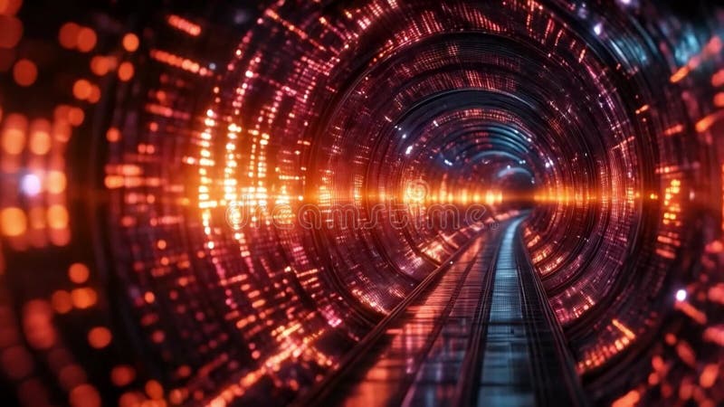 Visual Representation of Quantum Computing Concepts in a Futuristic Tunnel. Generative AI Stock ...