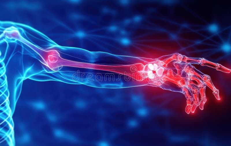 Digital Illustration of X-ray Arm Showing Pain and Fracture with ...