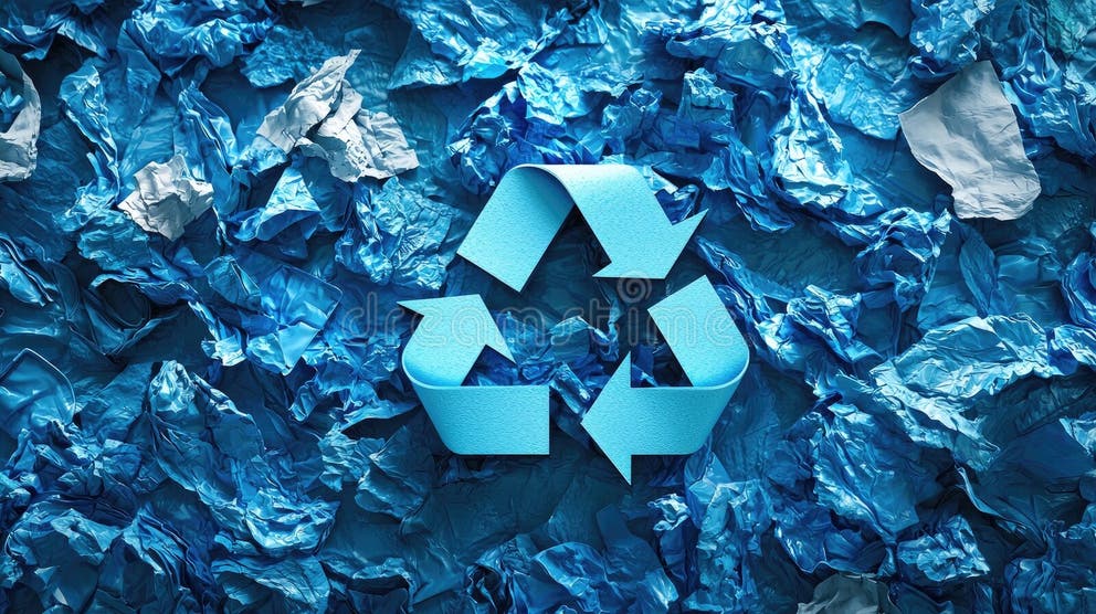 A Visual Representation of Recycling with Blue Crumpled Paper ...