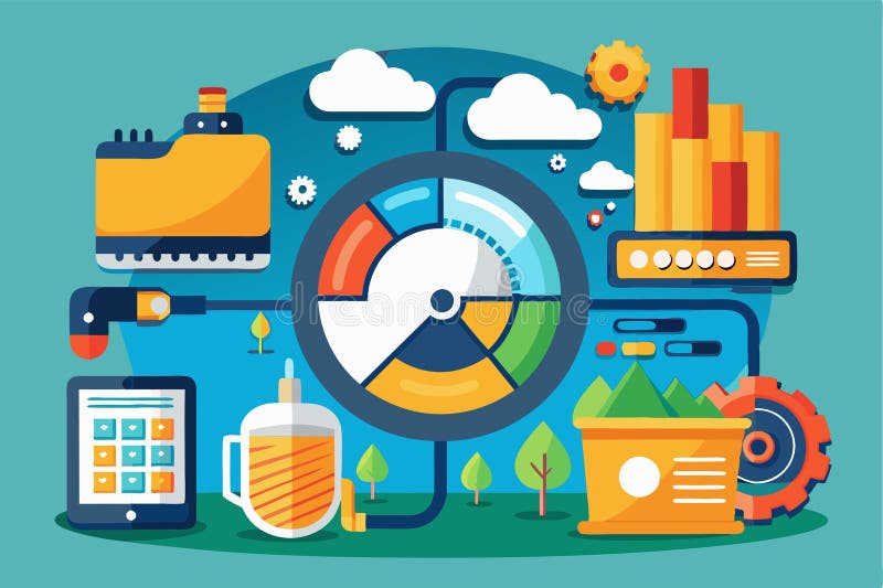 A Visual Representation of Resource Usage, Featuring Charts, Tools, and Data Analysis Elements ...