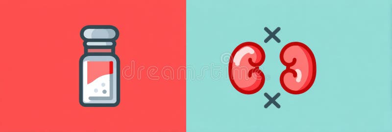 Salt Shaker Crossed Out with Kidney Icon Representing Health Awareness ...