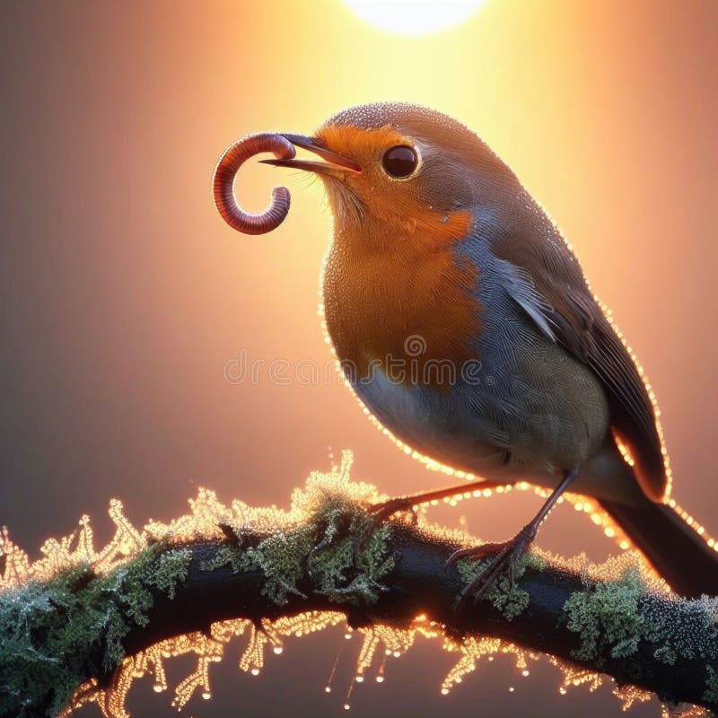 Visualisation of the Expression "Early Bird Catches the Worm." Stock ...