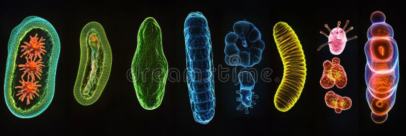 Sequence of Evolving Bacteria Showcasing Various Forms and Structures ...