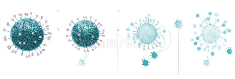 Illustrated Stages of Virus Lifecycle Including Penetration ...