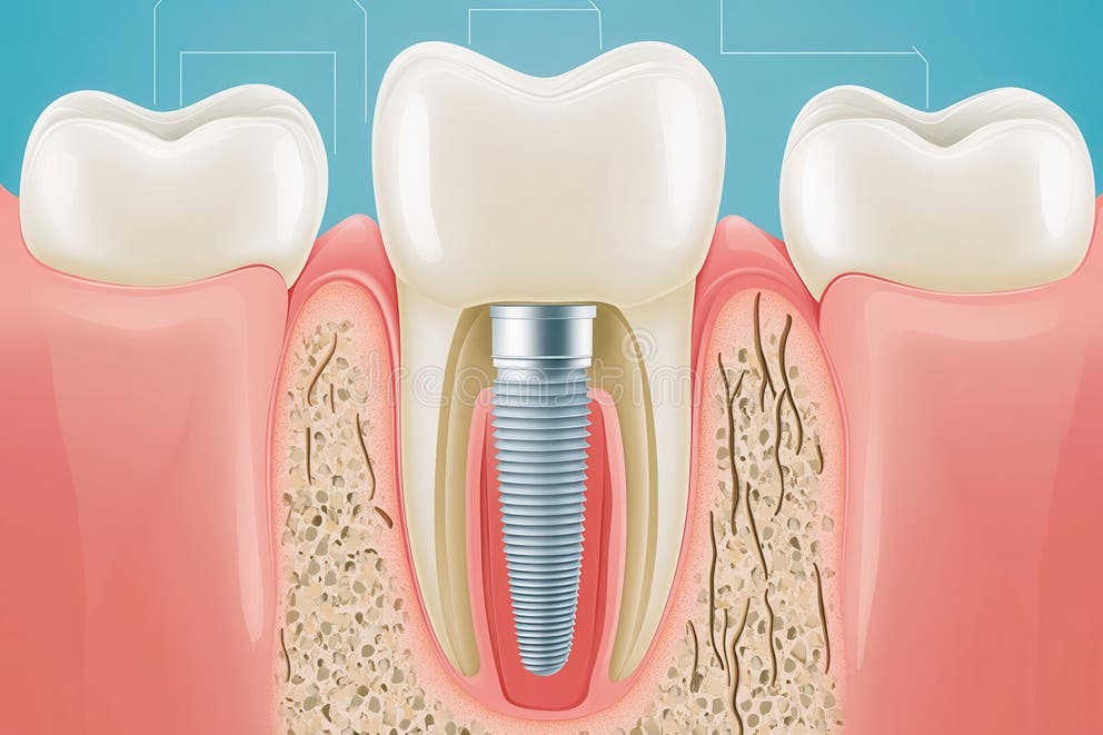 Detailed Medical Infographic Depicting Cross-section of Tooth Implant ...