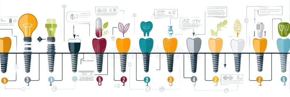 Infographic Illustrating Steps of Dental Implant Procedures in a Clean ...