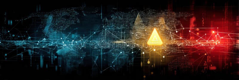 Digital Connection Across Nations with Warning Signal Highlighting ...