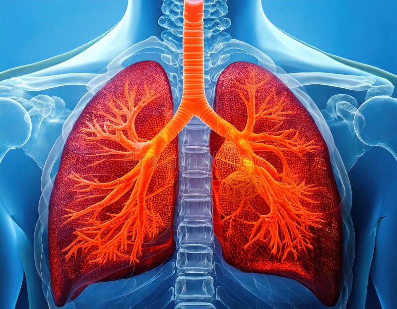 Detailed Illustration of Human Lungs Highlighting the Respiratory ...
