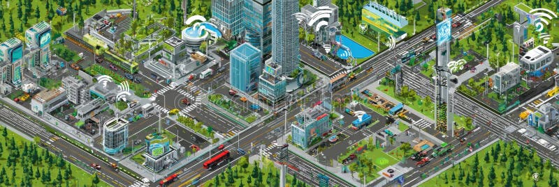 Urban Smart City Infrastructure Infographic Showcasing Sensor Networks ...