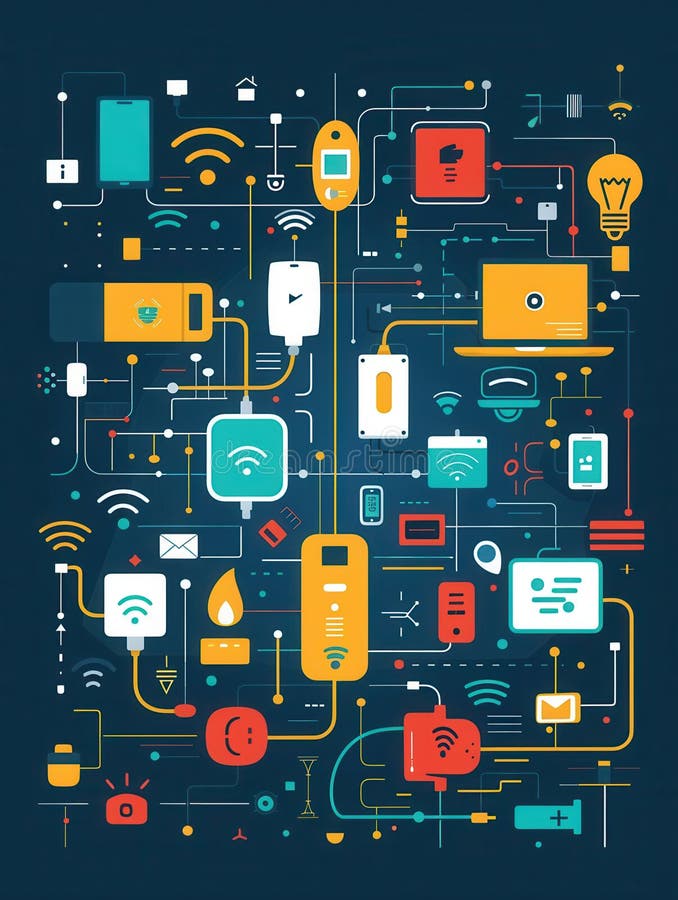 A Visual Representation of a Smart Home Ecosystem, Showcasing Various ...