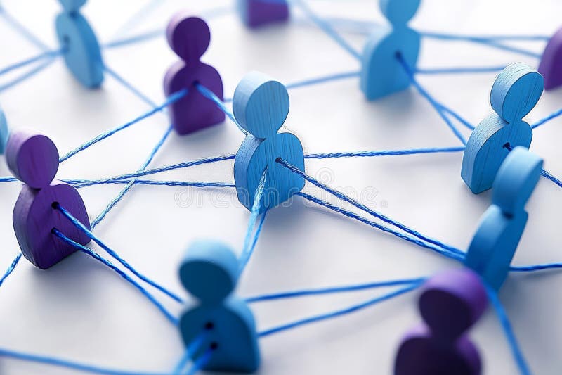 A Visual Representation of a Social Network Depicting Various Wooden Figures Interacting Stock ...